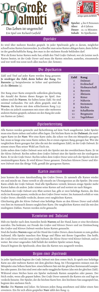 Der Große Dalmuti - Kartenspiel für gesellige Runden